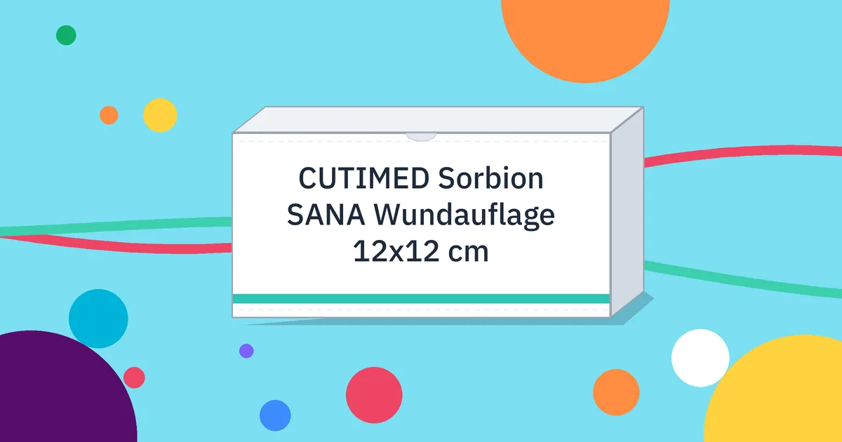 Symbolbild: Packung mit der Aufschrift CUTIMED Sorbion SANA Wundauflage 12x12 cm (PZN 19100750) – Verfügbarkeit und Bezug in Apotheken in Frankfurt am Main