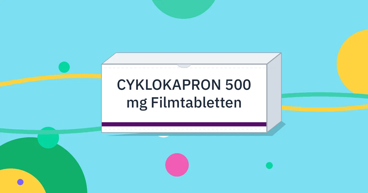 Symbolbild: Packung mit der Aufschrift CYKLOKAPRON 500 mg Filmtabletten (PZN 18798458) – Verfügbarkeit und Bezug in Apotheken in Frankfurt am Main