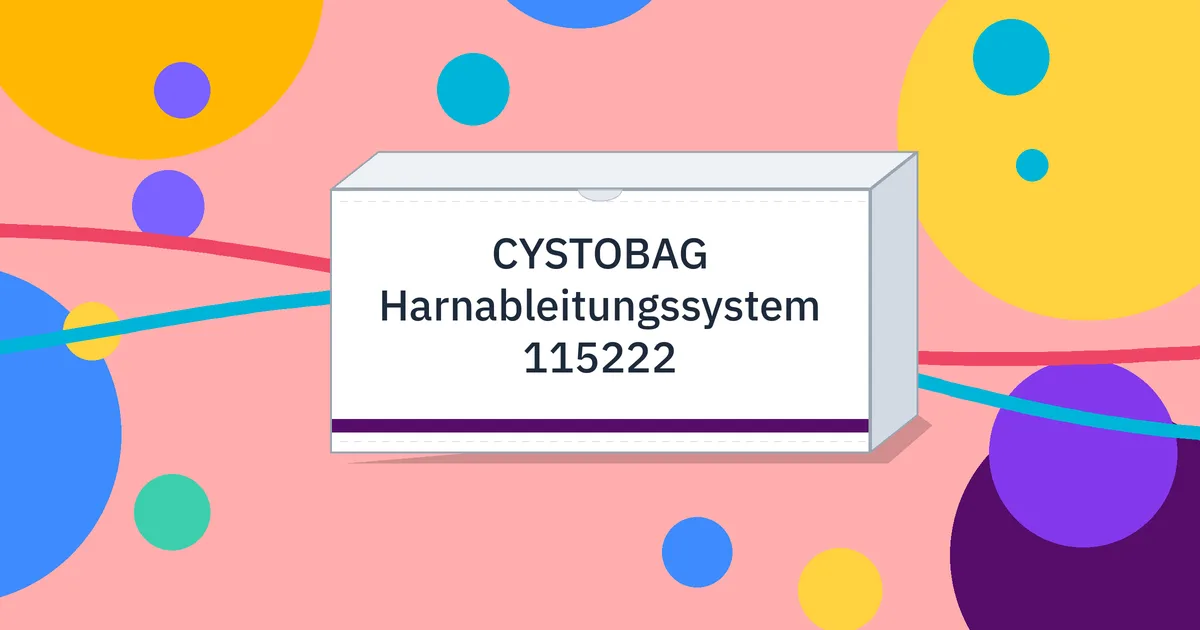 Symbolbild: Packung mit der Aufschrift CYSTOBAG Harnableitungssystem 115222 (PZN 07008217) – Verfügbarkeit und Bezug in Apotheken in Frankfurt am Main