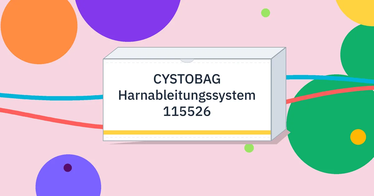 Symbolbild: Packung mit der Aufschrift CYSTOBAG Harnableitungssystem 115526 (PZN 05700601) – Verfügbarkeit und Bezug in Apotheken in Frankfurt am Main