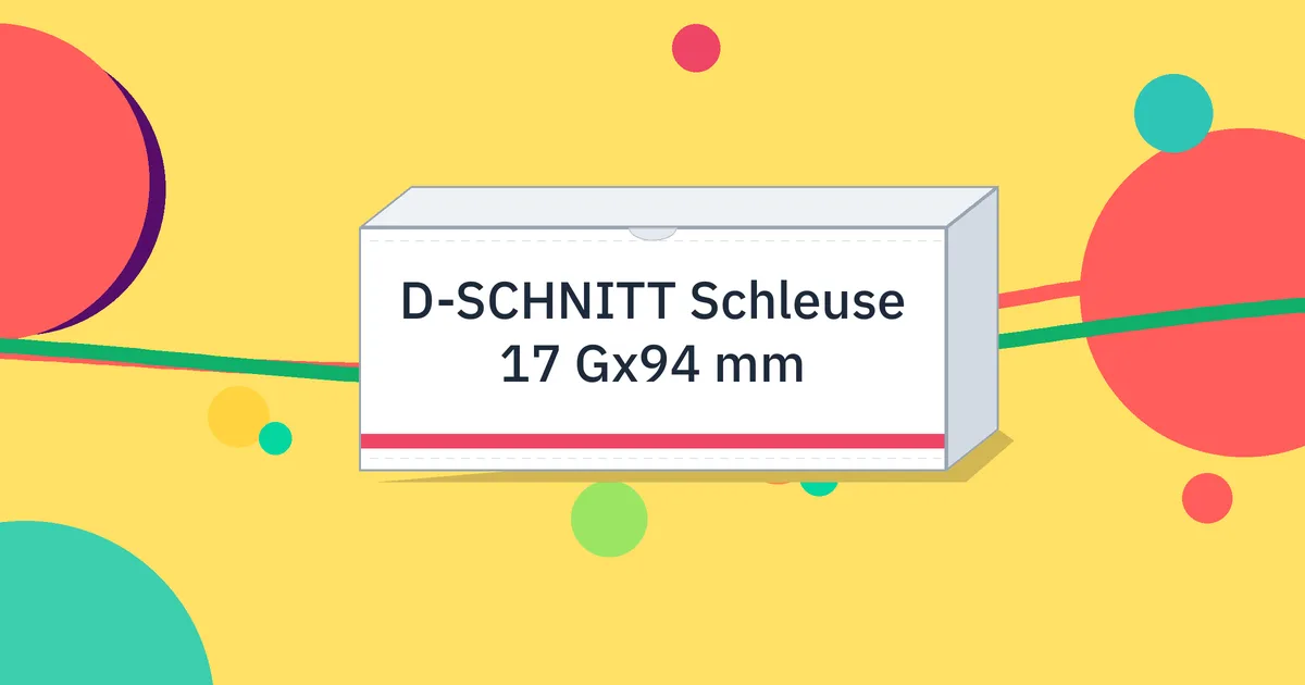 Symbolbild: Packung mit der Aufschrift D-SCHNITT Schleuse 17 Gx94 mm (PZN 10357045) – Verfügbarkeit und Bezug in Apotheken in Frankfurt am Main