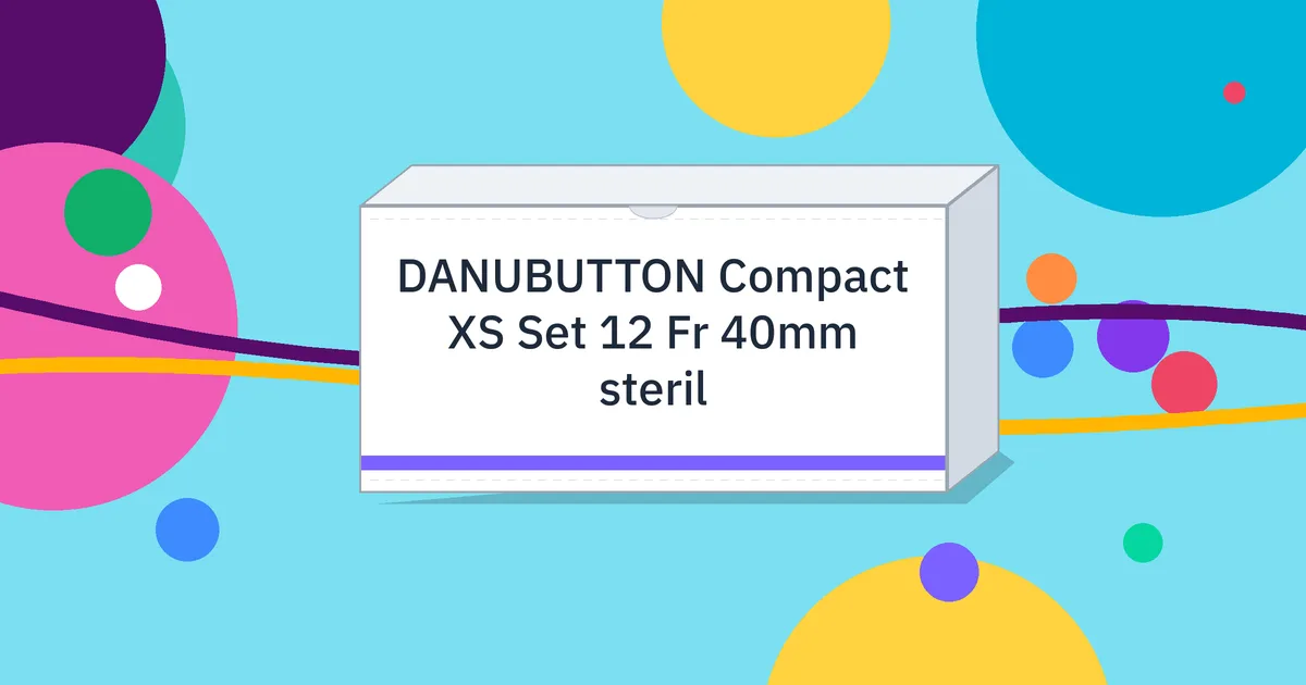 Symbolbild: Packung mit der Aufschrift DANUBUTTON Compact XS Set 12 Fr 40mm steril (PZN 19852562) – Verfügbarkeit und Bezug in Apotheken in Frankfurt am Main