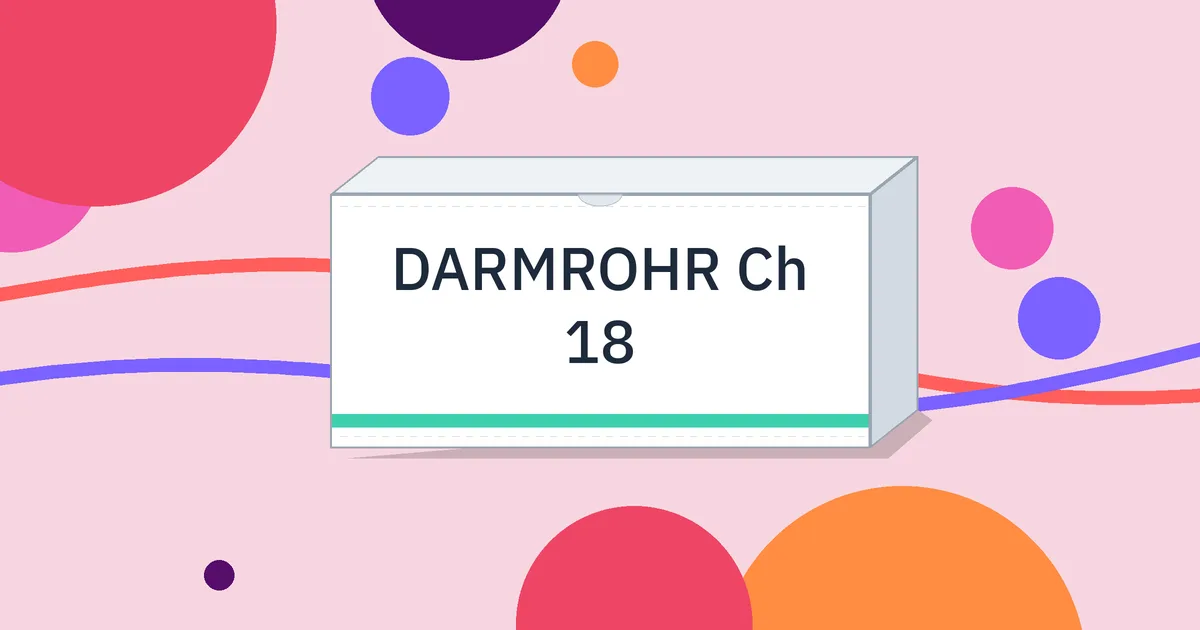 Symbolbild: Packung mit der Aufschrift DARMROHR Ch 18 (PZN 02411606) – Verfügbarkeit und Bezug in Apotheken in Frankfurt am Main