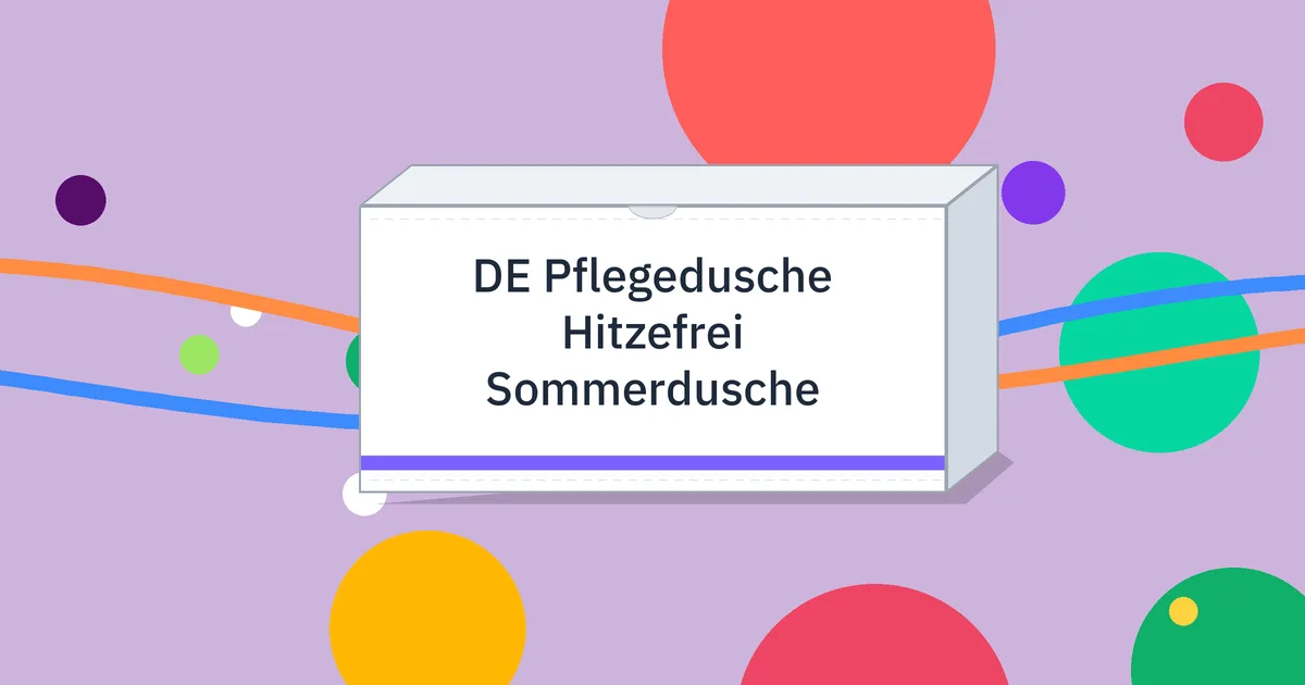 Symbolbild: Packung mit der Aufschrift DE Pflegedusche Hitzefrei Sommerdusche (PZN 16387395) – Verfügbarkeit und Bezug in Apotheken in Frankfurt am Main