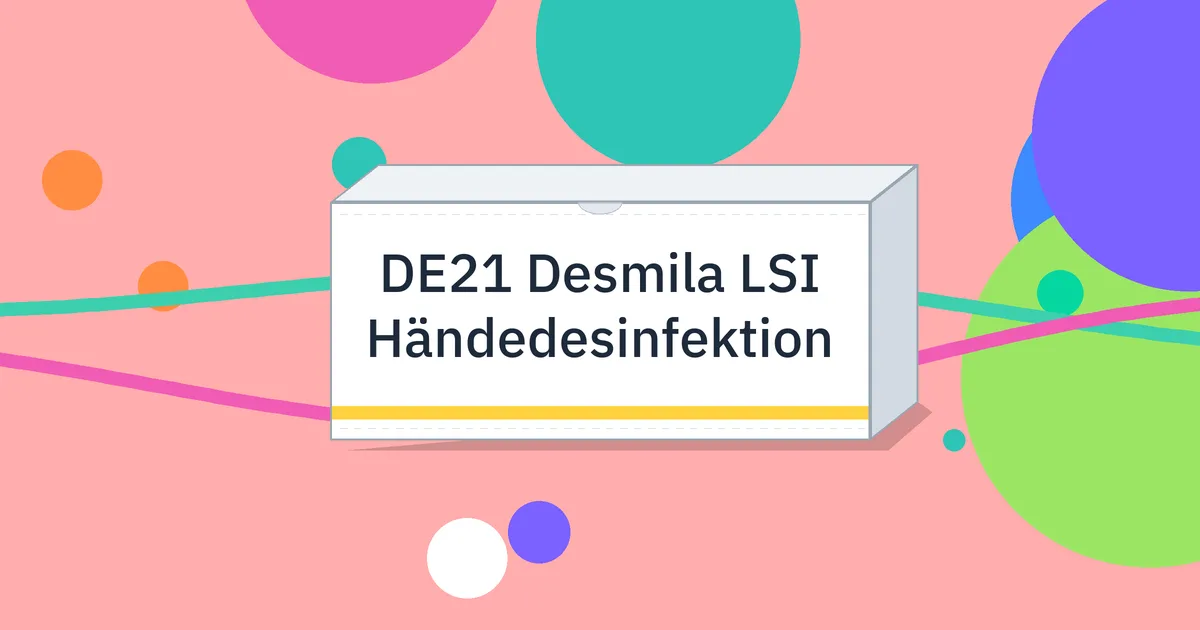 Symbolbild: Packung mit der Aufschrift DE21 Desmila LSI Händedesinfektion (PZN 16762539) – Verfügbarkeit und Bezug in Apotheken in Frankfurt am Main