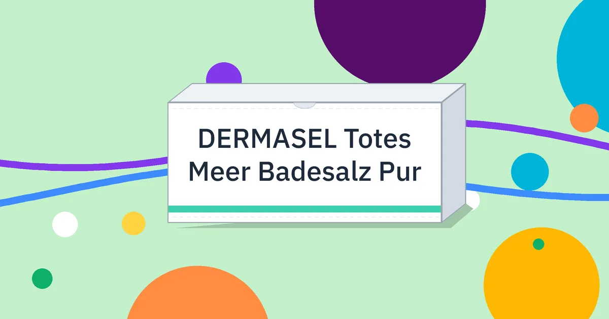 Symbolbild: Packung mit der Aufschrift DERMASEL Totes Meer Badesalz Pur (PZN 06867119) – Verfügbarkeit und Bezug in Apotheken in Frankfurt am Main