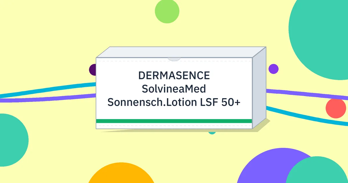 Symbolbild: Packung mit der Aufschrift DERMASENCE SolvineaMed Sonnensch.Lotion LSF 50+ (PZN 20097869) – Verfügbarkeit und Bezug in Apotheken in Frankfurt am Main