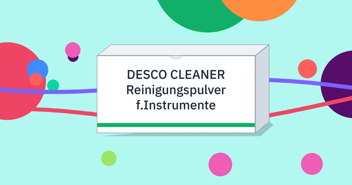 Symbolbild: Packung mit der Aufschrift DESCO CLEANER Reinigungspulver f.Instrumente (PZN 19385557) – Verfügbarkeit und Bezug in Apotheken in Frankfurt am Main