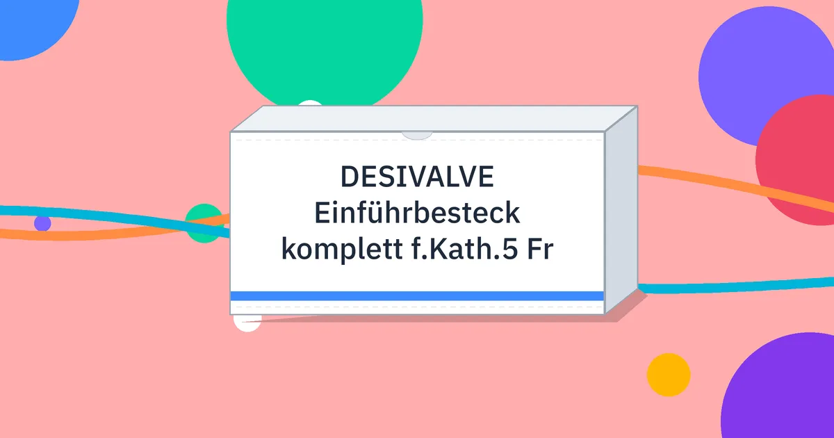 Symbolbild: Packung mit der Aufschrift DESIVALVE Einführbesteck komplett f.Kath.5 Fr (PZN 09381245) – Verfügbarkeit und Bezug in Apotheken in Frankfurt am Main