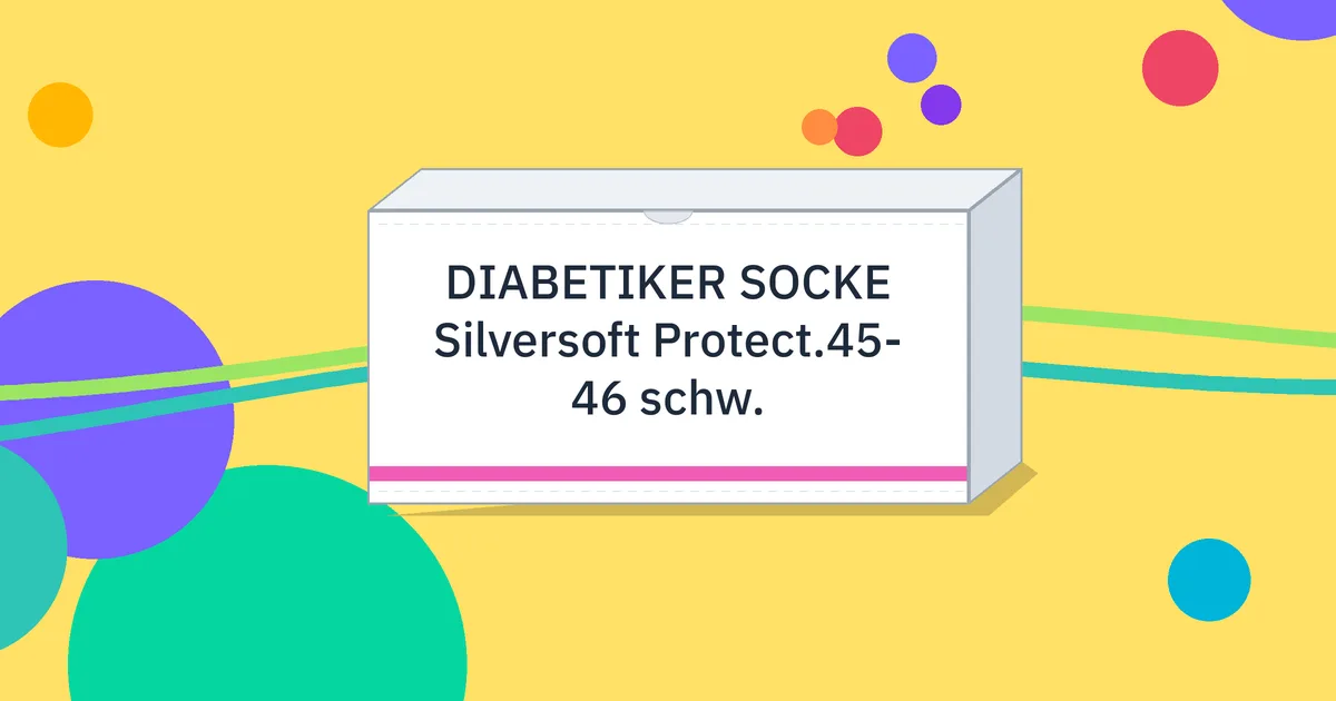 Symbolbild: Packung mit der Aufschrift DIABETIKER SOCKE Silversoft Protect.45-46 schw. (PZN 01304297) – Verfügbarkeit und Bezug in Apotheken in Frankfurt am Main