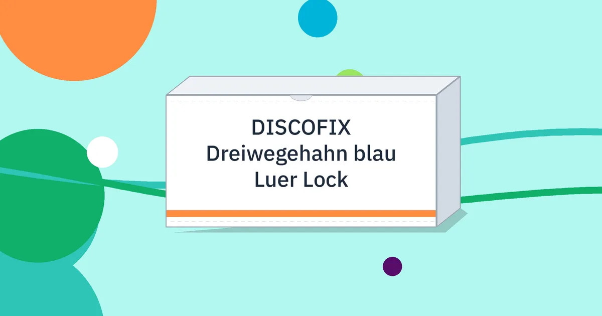 Symbolbild: Packung mit der Aufschrift DISCOFIX Dreiwegehahn blau Luer Lock (PZN 09330006) – Verfügbarkeit und Bezug in Apotheken in Frankfurt am Main