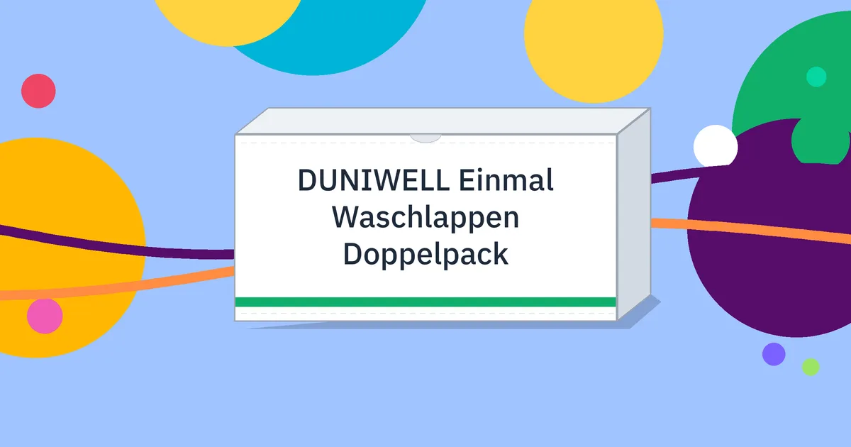 Symbolbild: Packung mit der Aufschrift DUNIWELL Einmal Waschlappen Doppelpack (PZN 04475757) – Verfügbarkeit und Bezug in Apotheken in Frankfurt am Main