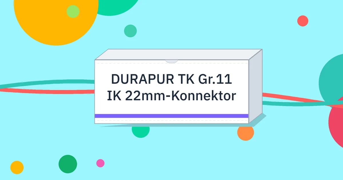 Symbolbild: Packung mit der Aufschrift DURAPUR TK Gr.11 IK 22mm-Konnektor (PZN 16030894) – Verfügbarkeit und Bezug in Apotheken in Frankfurt am Main