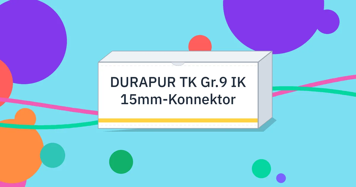Symbolbild: Packung mit der Aufschrift DURAPUR TK Gr.9 IK 15mm-Konnektor (PZN 16030730) – Verfügbarkeit und Bezug in Apotheken in Frankfurt am Main