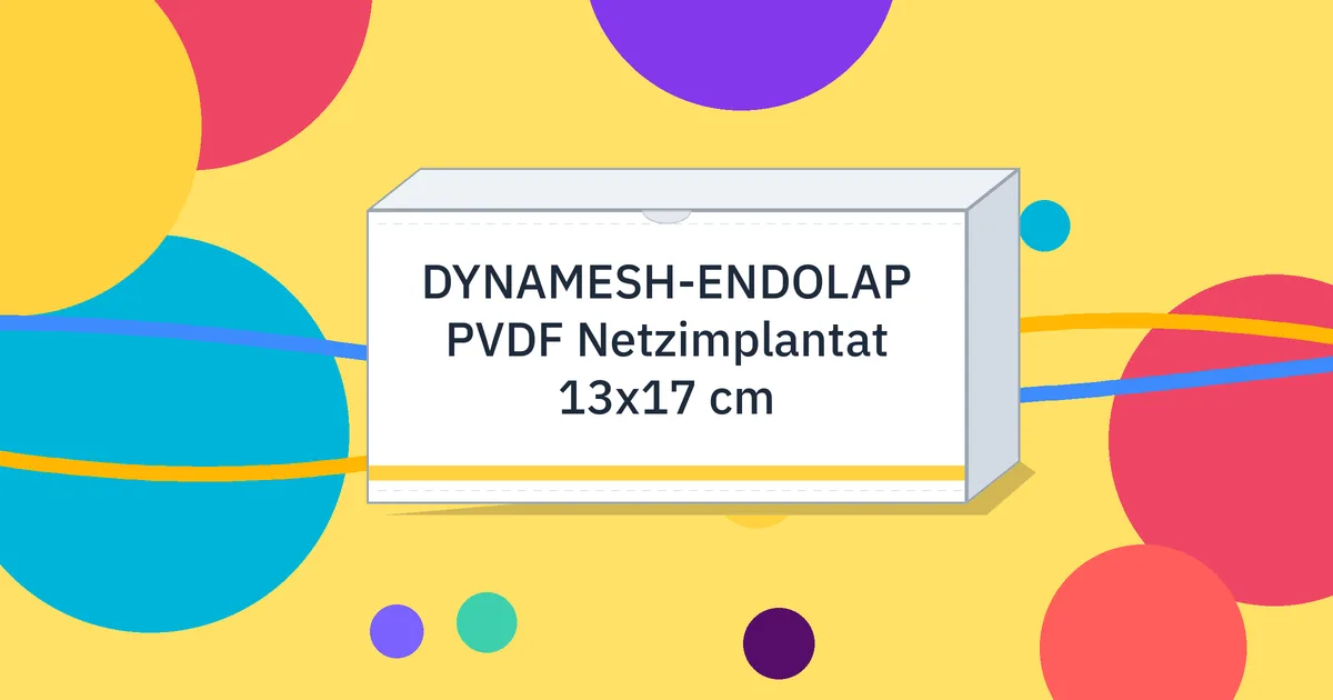 Symbolbild: Packung mit der Aufschrift DYNAMESH-ENDOLAP PVDF Netzimplantat 13x17 cm (PZN 19389779) – Verfügbarkeit und Bezug in Apotheken in Frankfurt am Main