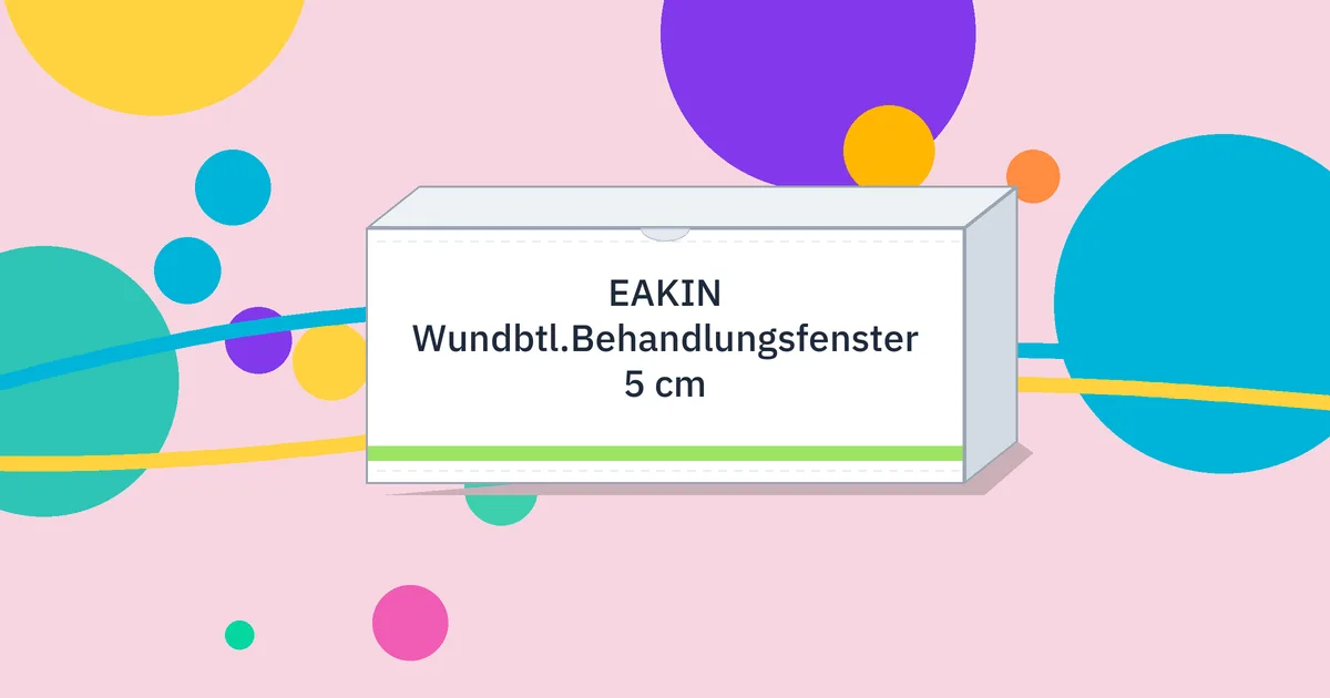 Symbolbild: Packung mit der Aufschrift EAKIN Wundbtl.Behandlungsfenster 5 cm (PZN 11527561) – Verfügbarkeit und Bezug in Apotheken in Frankfurt am Main