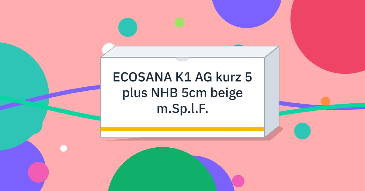 Symbolbild: Packung mit der Aufschrift ECOSANA K1 AG kurz 5 plus NHB 5cm beige m.Sp.l.F. (PZN 04729241) – Verfügbarkeit und Bezug in Apotheken in Frankfurt am Main