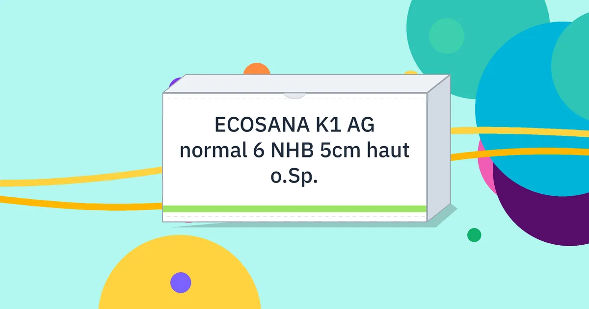 Symbolbild: Packung mit der Aufschrift ECOSANA K1 AG normal 6 NHB 5cm haut o.Sp. (PZN 04730066) – Verfügbarkeit und Bezug in Apotheken in Frankfurt am Main