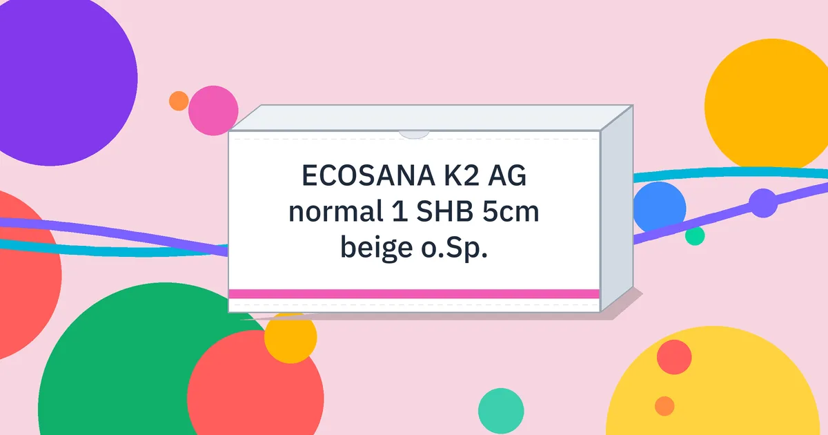 Symbolbild: Packung mit der Aufschrift ECOSANA K2 AG normal 1 SHB 5cm beige o.Sp. (PZN 01366111) – Verfügbarkeit und Bezug in Apotheken in Frankfurt am Main