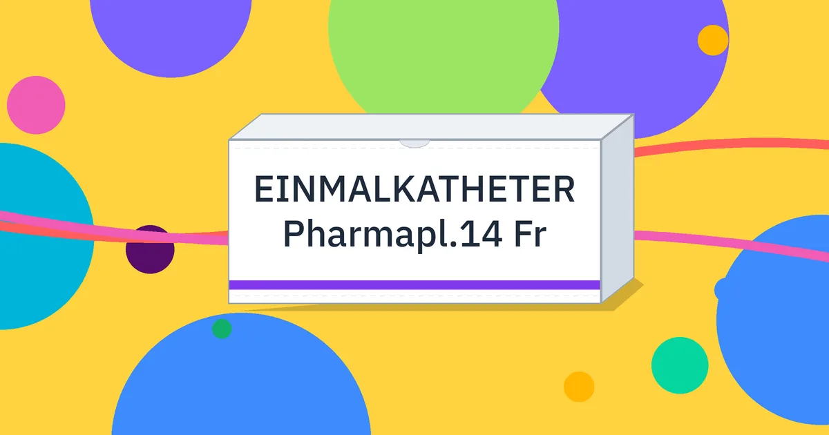 Symbolbild: Packung mit der Aufschrift EINMALKATHETER Pharmapl.14 Fr (PZN 03165144) – Verfügbarkeit und Bezug in Apotheken in Frankfurt am Main