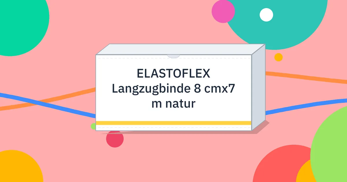 Symbolbild: Packung mit der Aufschrift ELASTOFLEX Langzugbinde 8 cmx7 m natur (PZN 17176364) – Verfügbarkeit und Bezug in Apotheken in Frankfurt am Main