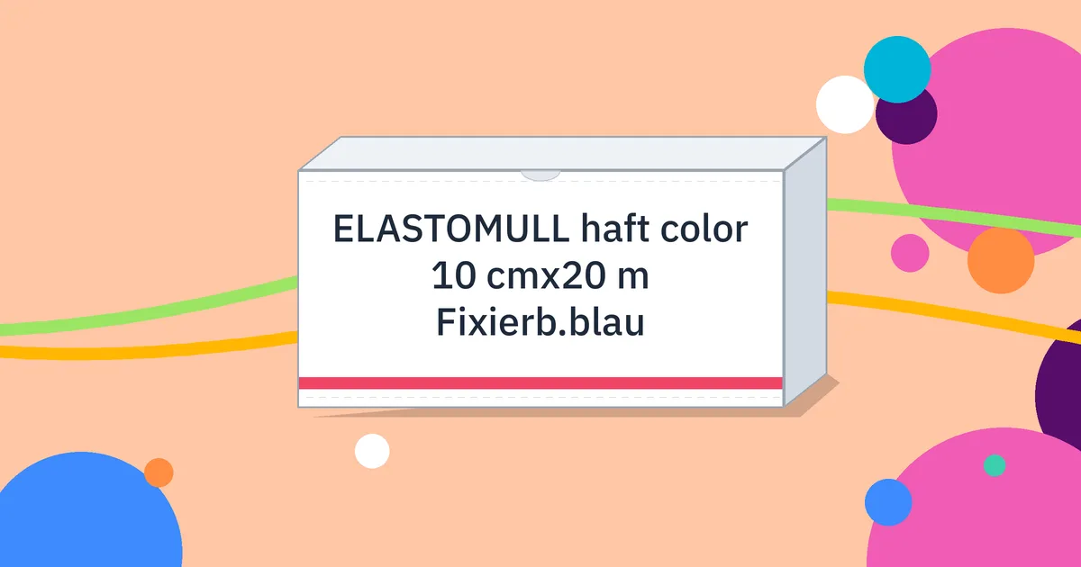 Symbolbild: Packung mit der Aufschrift ELASTOMULL haft color 10 cmx20 m Fixierb.blau (PZN 11319302) – Verfügbarkeit und Bezug in Apotheken in Frankfurt am Main