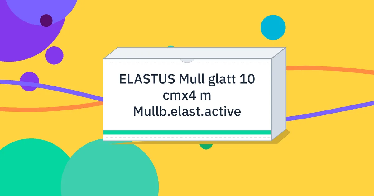 Symbolbild: Packung mit der Aufschrift ELASTUS Mull glatt 10 cmx4 m Mullb.elast.active (PZN 01312227) – Verfügbarkeit und Bezug in Apotheken in Frankfurt am Main