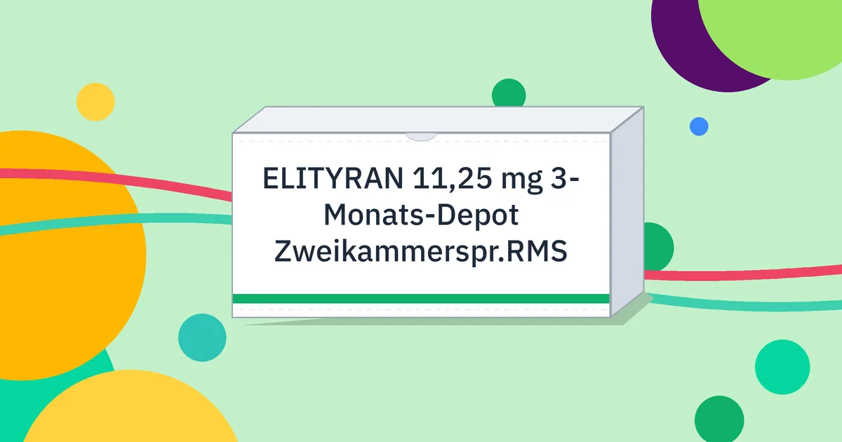 Symbolbild: Packung mit der Aufschrift ELITYRAN 11,25 mg 3-Monats-Depot Zweikammerspr.RMS (PZN 16582085) – Verfügbarkeit und Bezug in Apotheken in Frankfurt am Main