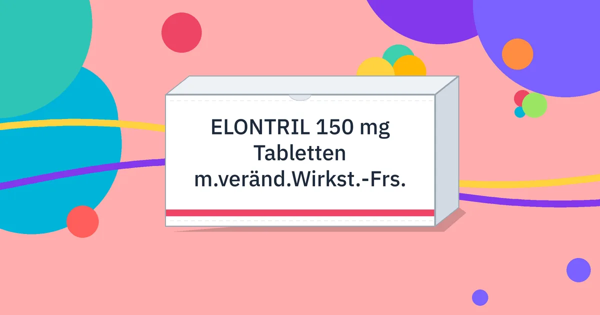 Symbolbild: Packung mit der Aufschrift ELONTRIL 150 mg Tabletten m.veränd.Wirkst.-Frs. (PZN 00017911) – Verfügbarkeit und Bezug in Apotheken in Frankfurt am Main