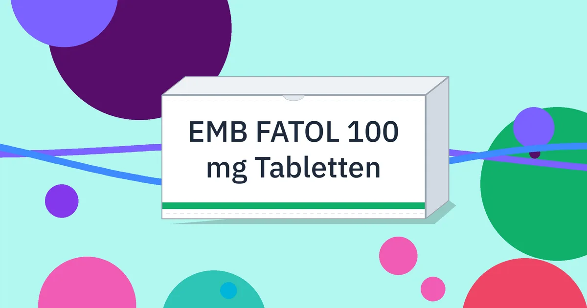 Symbolbild: Packung mit der Aufschrift EMB FATOL 100 mg Tabletten (PZN 03827272) – Verfügbarkeit und Bezug in Apotheken in Frankfurt am Main