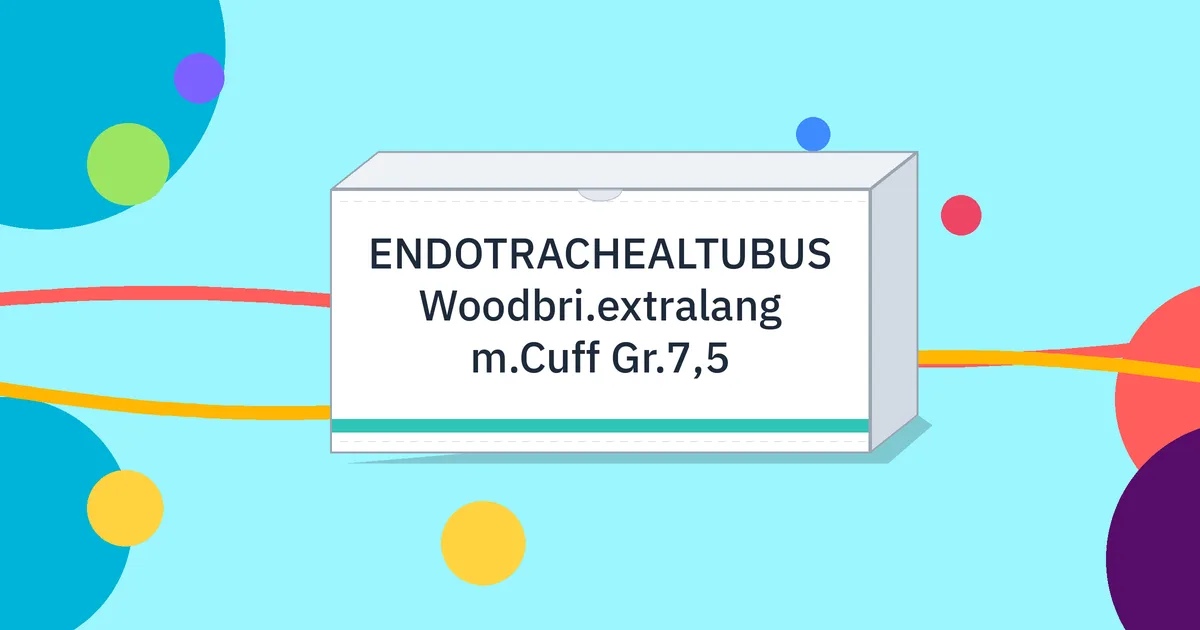 Symbolbild: Packung mit der Aufschrift ENDOTRACHEALTUBUS Woodbri.extralang m.Cuff Gr.7,5 (PZN 12905580) – Verfügbarkeit und Bezug in Apotheken in Frankfurt am Main