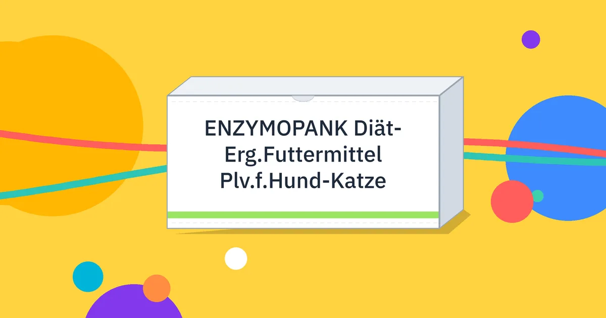 Symbolbild: Packung mit der Aufschrift ENZYMOPANK Diät-Erg.Futtermittel Plv.f.Hund-Katze (PZN 18103338) – Verfügbarkeit und Bezug in Apotheken in Frankfurt am Main