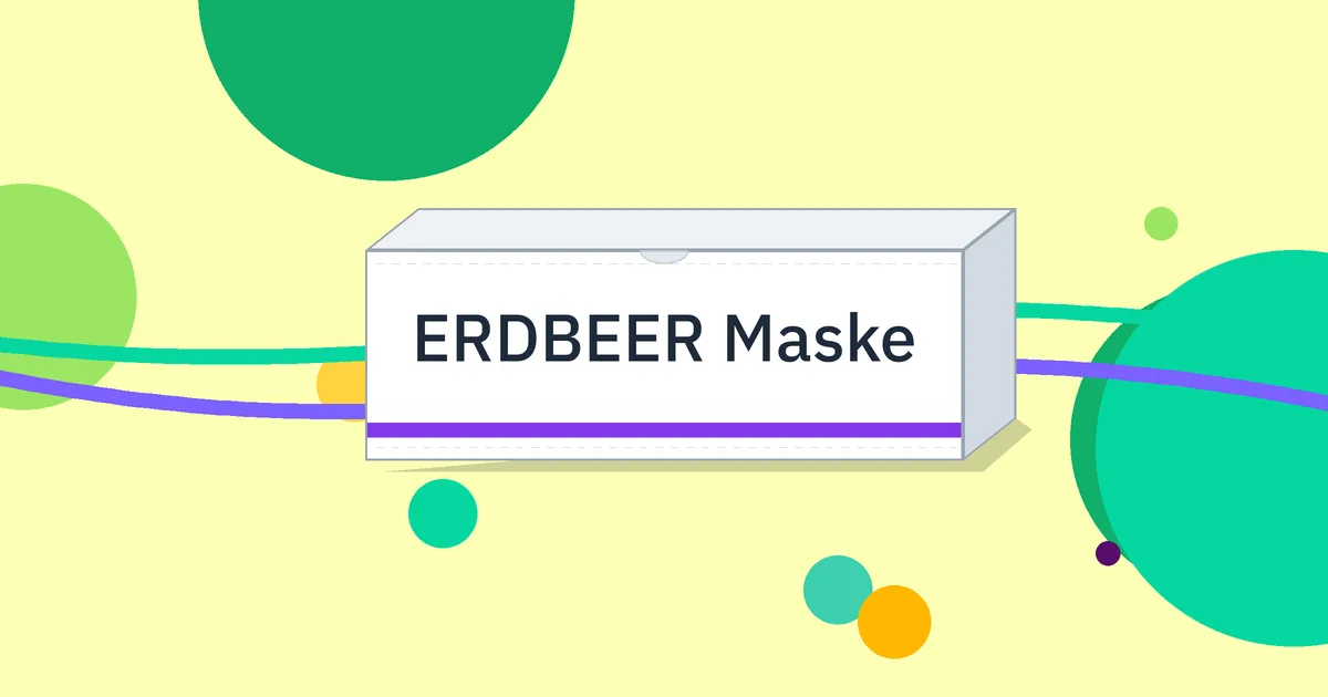 Symbolbild: Packung mit der Aufschrift ERDBEER Maske (PZN 10830300) – Verfügbarkeit und Bezug in Apotheken in Frankfurt am Main