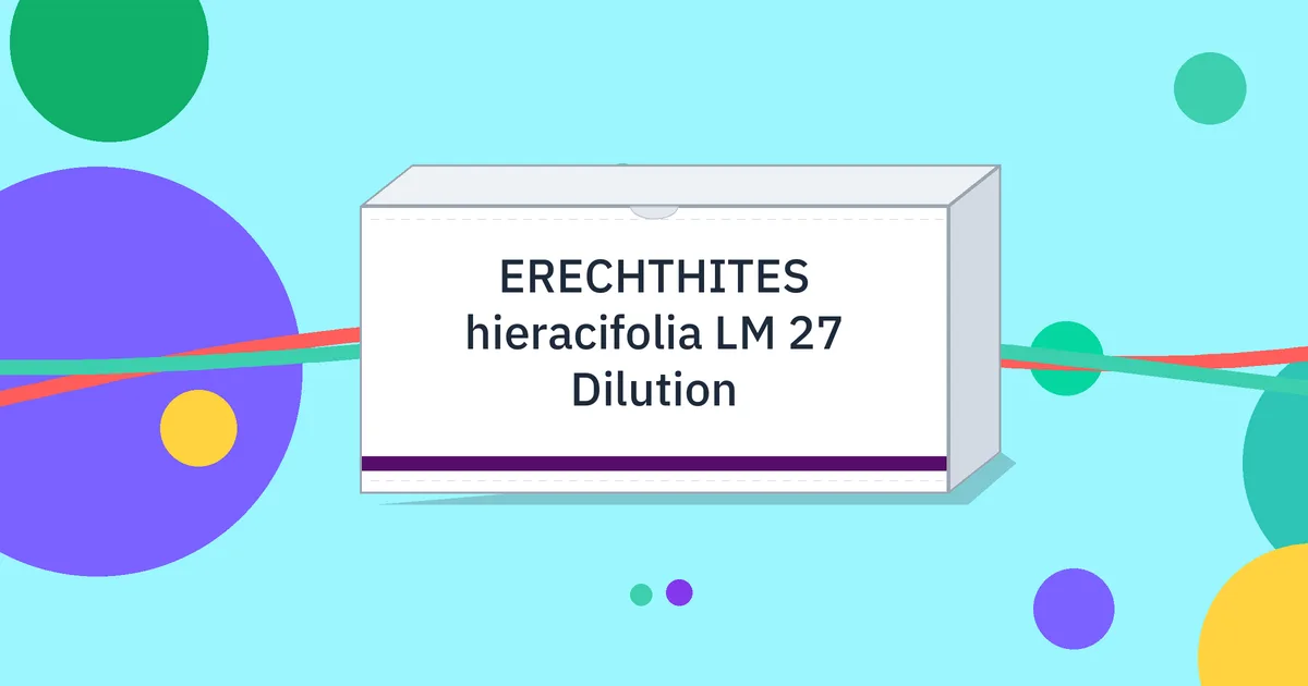 Symbolbild: Packung mit der Aufschrift ERECHTHITES hieracifolia LM 27 Dilution (PZN 13474544) – Verfügbarkeit und Bezug in Apotheken in Frankfurt am Main