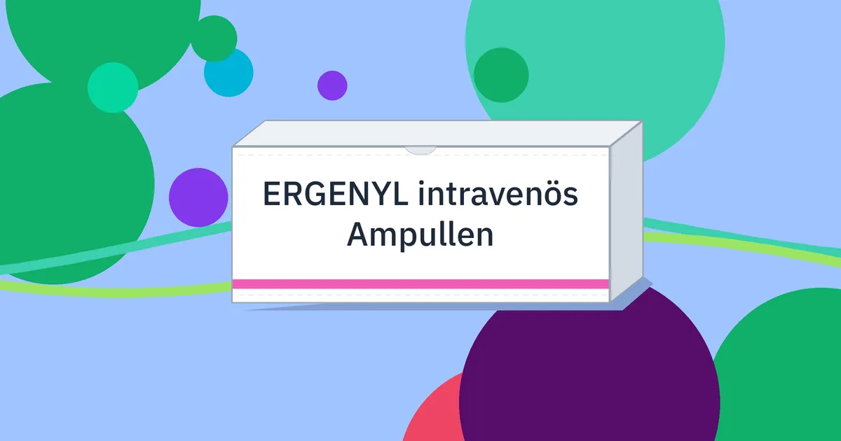 Symbolbild: Packung mit der Aufschrift ERGENYL intravenös Ampullen (PZN 01395118) – Verfügbarkeit und Bezug in Apotheken in Frankfurt am Main