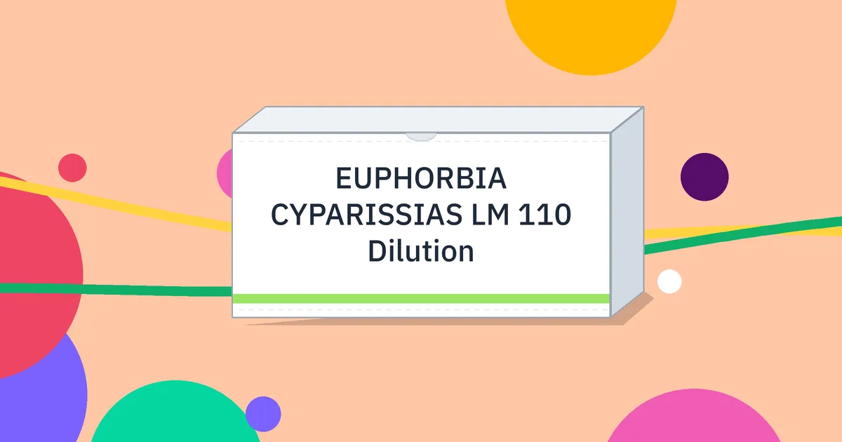 Symbolbild: Packung mit der Aufschrift EUPHORBIA CYPARISSIAS LM 110 Dilution (PZN 13482124) – Verfügbarkeit und Bezug in Apotheken in Frankfurt am Main