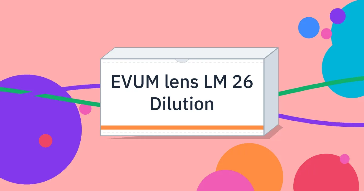 Symbolbild: Packung mit der Aufschrift EVUM lens LM 26 Dilution (PZN 13485281) – Verfügbarkeit und Bezug in Apotheken in Frankfurt am Main