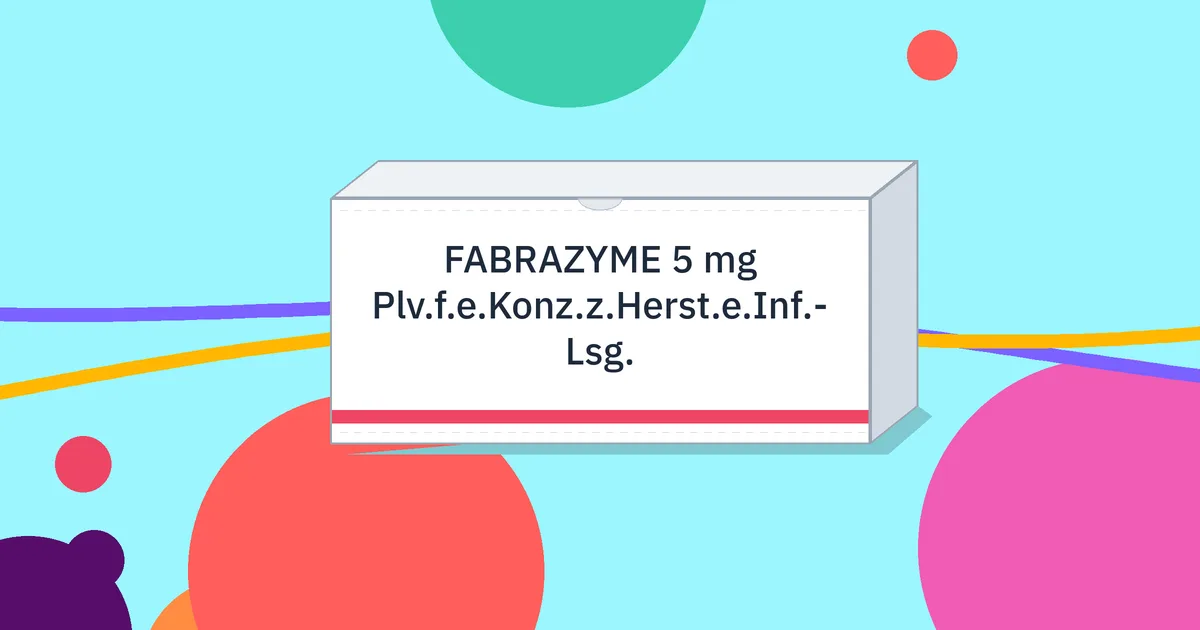 Symbolbild: Packung mit der Aufschrift FABRAZYME 5 mg Plv.f.e.Konz.z.Herst.e.Inf.-Lsg. (PZN 20080946) – Verfügbarkeit und Bezug in Apotheken in Frankfurt am Main