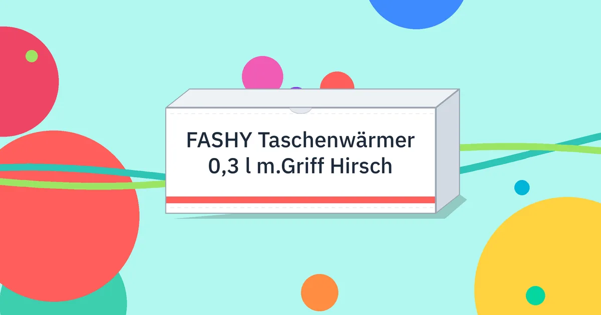 Symbolbild: Packung mit der Aufschrift FASHY Taschenwärmer 0,3 l m.Griff Hirsch (PZN 19682568) – Verfügbarkeit und Bezug in Apotheken in Frankfurt am Main