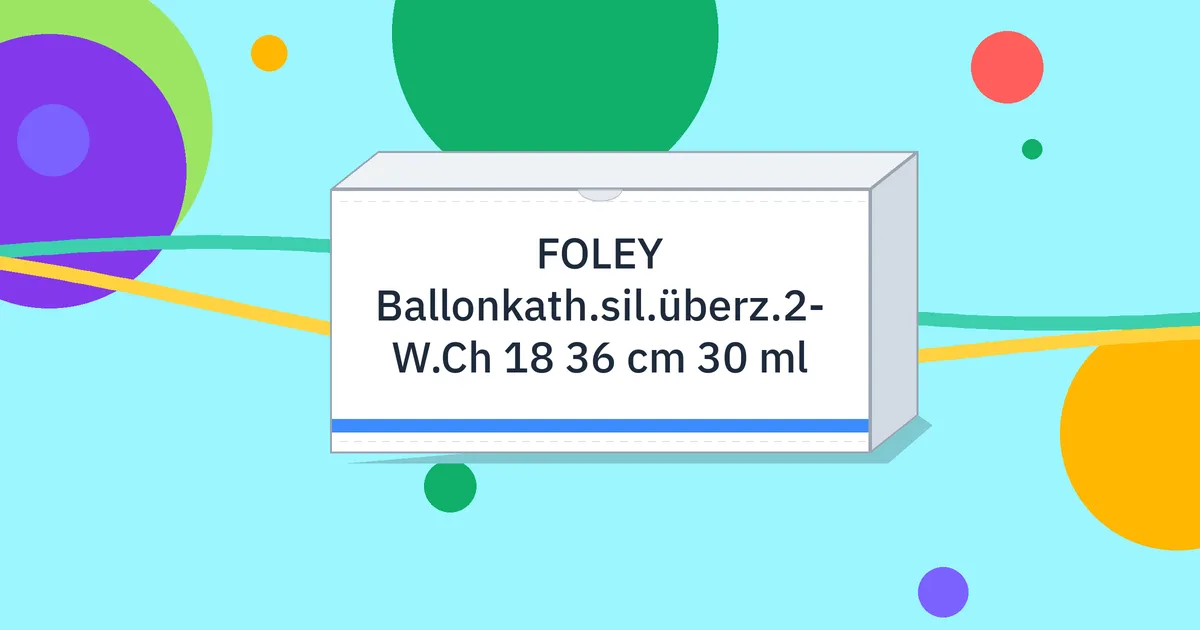 Symbolbild: Packung mit der Aufschrift FOLEY Ballonkath.sil.überz.2-W.Ch 18 36 cm 30 ml (PZN 10101848) – Verfügbarkeit und Bezug in Apotheken in Frankfurt am Main