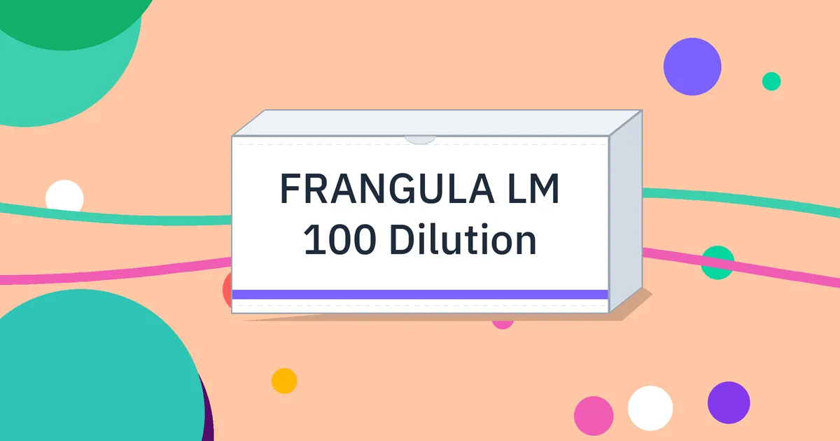 Symbolbild: Packung mit der Aufschrift FRANGULA LM 100 Dilution (PZN 12874690) – Verfügbarkeit und Bezug in Apotheken in Frankfurt am Main