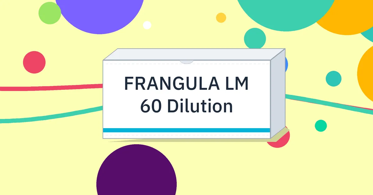 Symbolbild: Packung mit der Aufschrift FRANGULA LM 60 Dilution (PZN 12874661) – Verfügbarkeit und Bezug in Apotheken in Frankfurt am Main