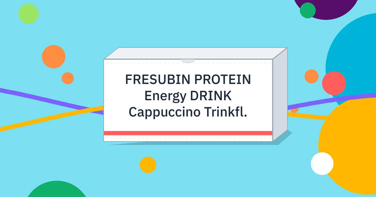 Symbolbild: Packung mit der Aufschrift FRESUBIN PROTEIN Energy DRINK Cappuccino Trinkfl. (PZN 19750198) – Verfügbarkeit und Bezug in Apotheken in Frankfurt am Main
