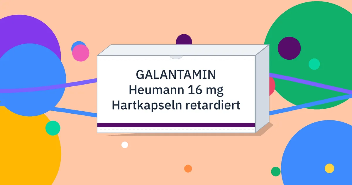Symbolbild: Packung mit der Aufschrift GALANTAMIN Heumann 16 mg Hartkapseln retardiert (PZN 09632859) – Verfügbarkeit und Bezug in Apotheken in Frankfurt am Main