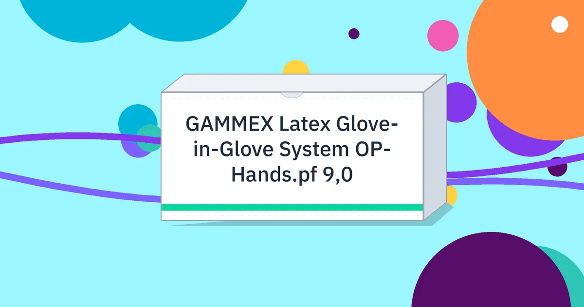 Symbolbild: Packung mit der Aufschrift GAMMEX Latex Glove-in-Glove System OP-Hands.pf 9,0 (PZN 18685547) – Verfügbarkeit und Bezug in Apotheken in Frankfurt am Main