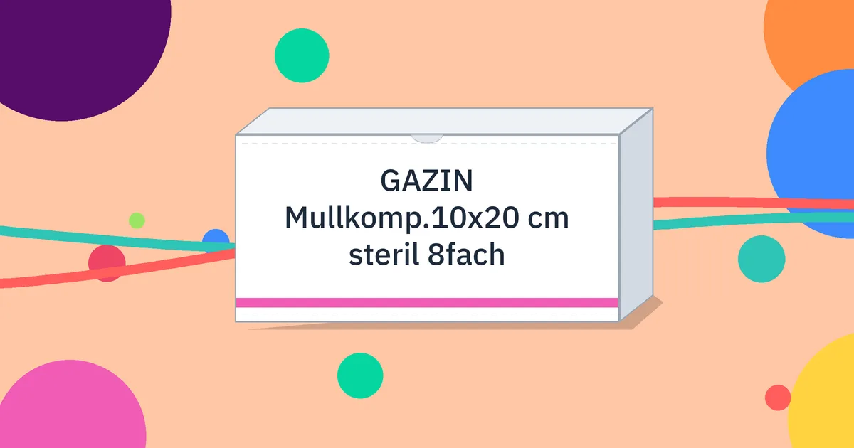Symbolbild: Packung mit der Aufschrift GAZIN Mullkomp.10x20 cm steril 8fach (PZN 20231457) – Verfügbarkeit und Bezug in Apotheken in Frankfurt am Main
