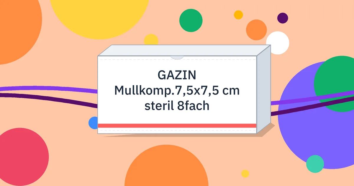 Symbolbild: Packung mit der Aufschrift GAZIN Mullkomp.7,5x7,5 cm steril 8fach (PZN 14444255) – Verfügbarkeit und Bezug in Apotheken in Frankfurt am Main