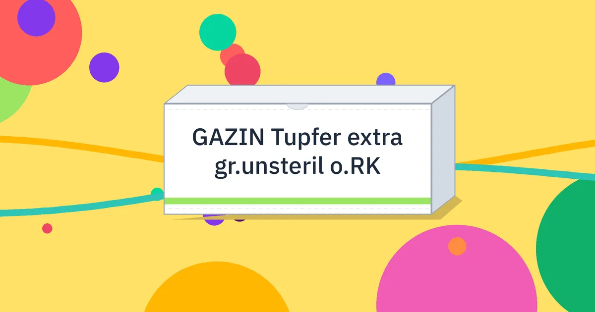 Symbolbild: Packung mit der Aufschrift GAZIN Tupfer extra gr.unsteril o.RK (PZN 01369049) – Verfügbarkeit und Bezug in Apotheken in Frankfurt am Main
