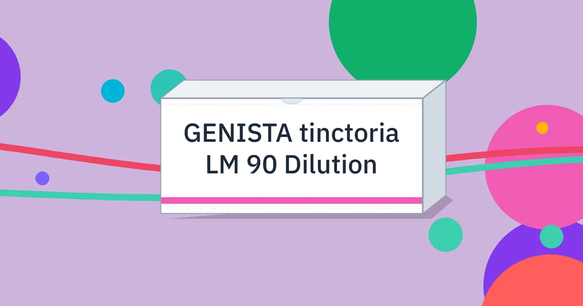 Symbolbild: Packung mit der Aufschrift GENISTA tinctoria LM 90 Dilution (PZN 13499751) – Verfügbarkeit und Bezug in Apotheken in Frankfurt am Main