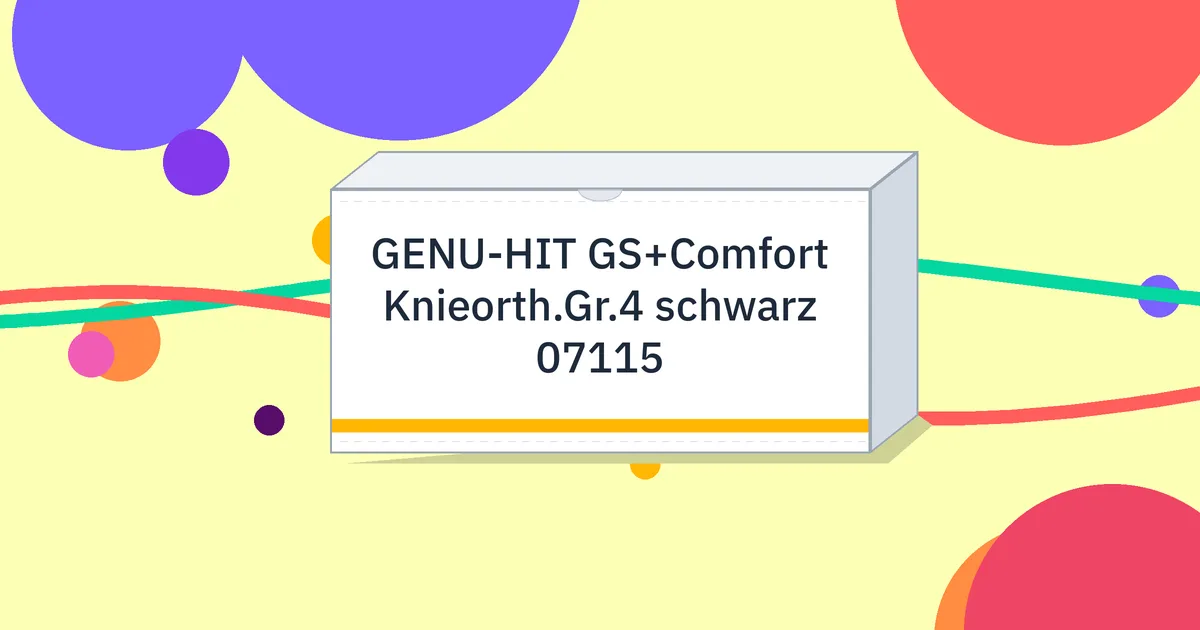 Symbolbild: Packung mit der Aufschrift GENU-HIT GS+Comfort Knieorth.Gr.4 schwarz 07115 (PZN 20835356) – Verfügbarkeit und Bezug in Apotheken in Frankfurt am Main